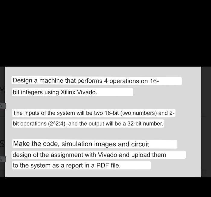 Design a machine that performs 4 operations on 16- | Chegg.com