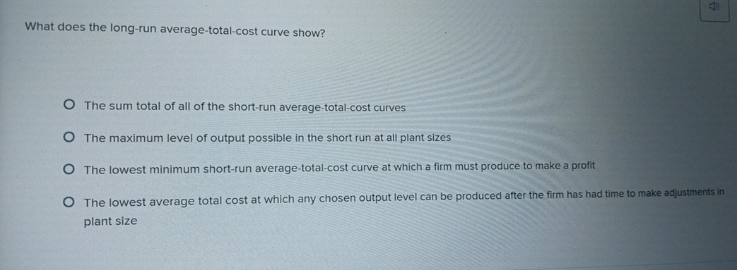 Solved What does the long-run average-total-cost curve | Chegg.com