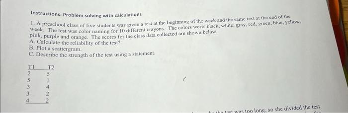 Solved Instructions: Problem solving with calculations 1. A | Chegg.com