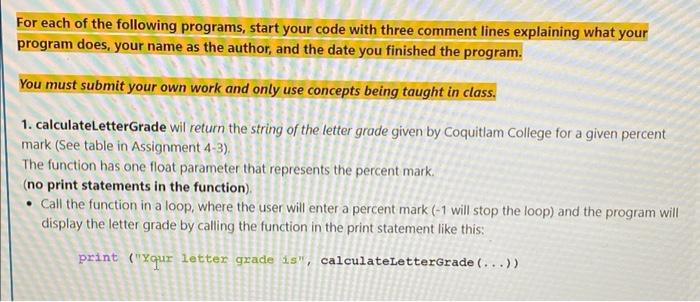 Solved Write a program (LetterGrades.py) that allows a | Chegg.com