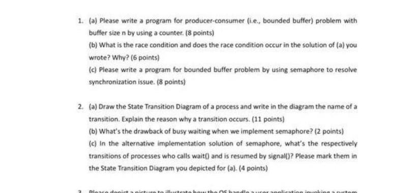 Solved 1. (a) Please write a program for producer-consumer | Chegg.com