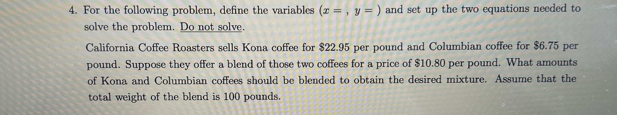 Solved For the following problem, define the variables | Chegg.com