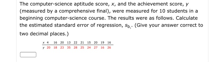 Solved The computer-science aptitude score, x, and the | Chegg.com