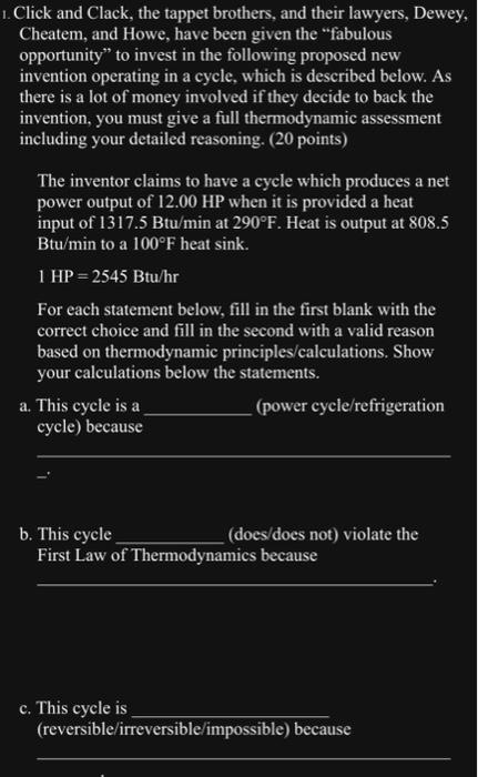 Solved Click and Clack, the tappet brothers, and their | Chegg.com