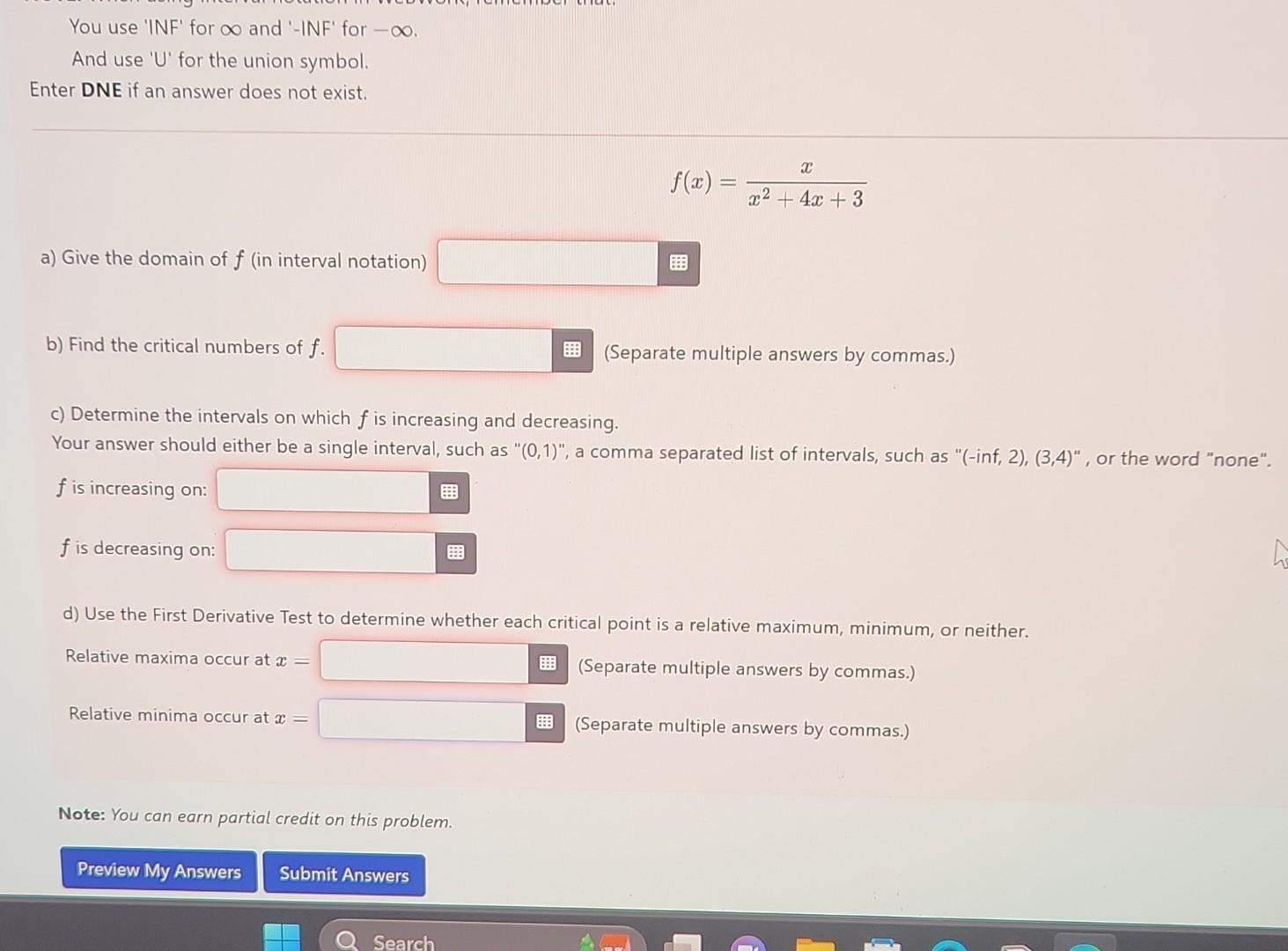 Solved You use 'INF' for ∞ and '-INF' for −∞. And use ' U ' | Chegg.com