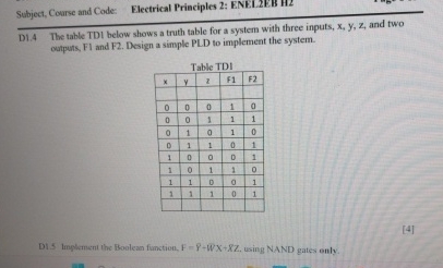 Solved Subject, Course and Code:Electrical Principles 2: | Chegg.com
