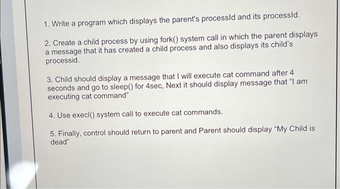 Solved 1. Write a program which displays the parent's | Chegg.com