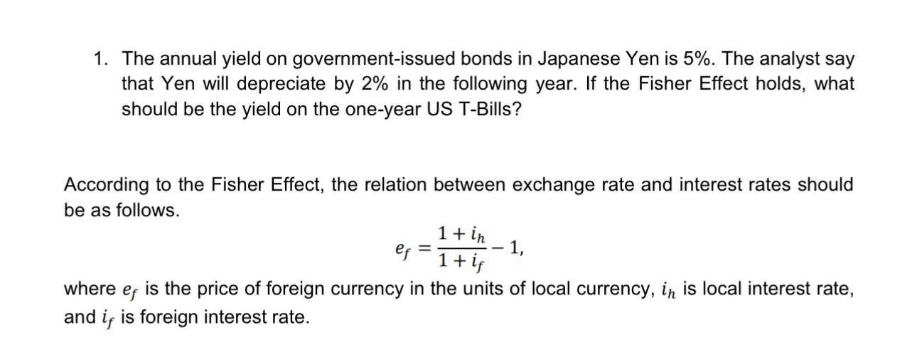 The annual yield on government-issued bonds in | Chegg.com