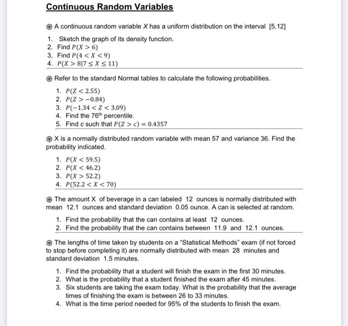 Solved A continuous random variable X has a uniform | Chegg.com
