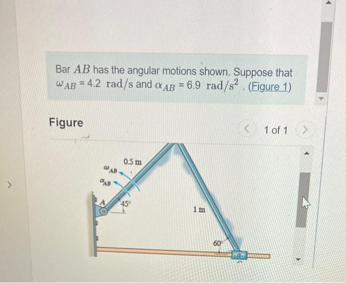 Solved Bar AB has the angular motions shown. Suppose that | Chegg.com