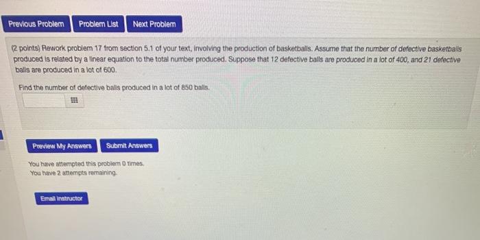 Solved Previous Probler Problem List Next Problem 12 points) | Chegg.com
