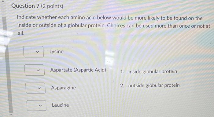 Solved Question 7 ( 2 points) Indicate whether each amino | Chegg.com