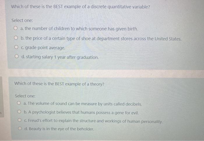 Solved Which of these is the BEST example of a discrete | Chegg.com