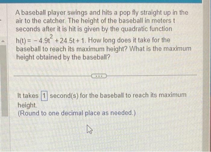 Solved A baseball player swings and hits a pop fly straight | Chegg.com