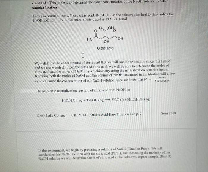 Solved CHEM 1411 Online Acid-Base Titration Lab Objectives: | Chegg.com