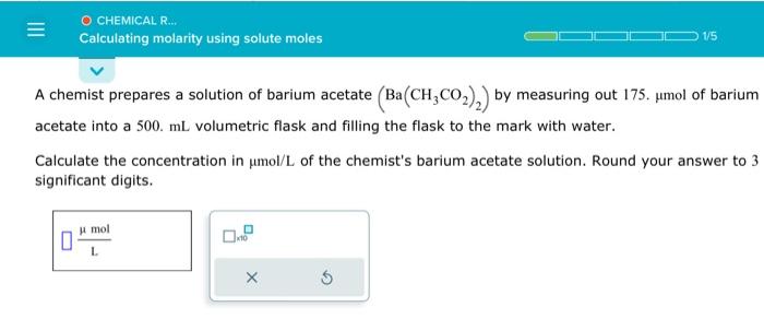 Solved A chemist prepares a solution of barium acetate | Chegg.com
