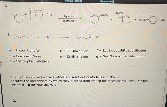 Solved methanol Aqueous = a = Proton transfer d = E1 | Chegg.com