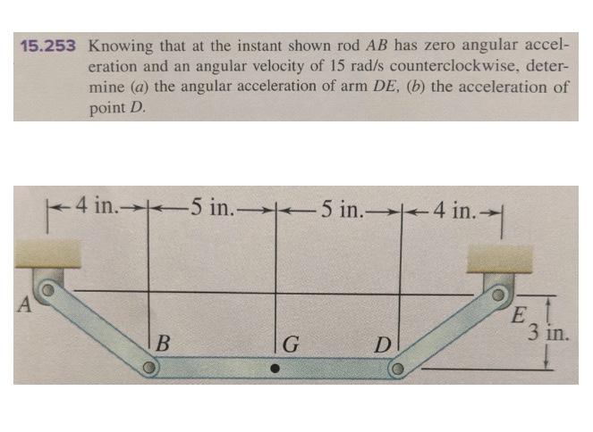 Solved 15 253 Knowing That At The Instant Shown Rod Ab Has