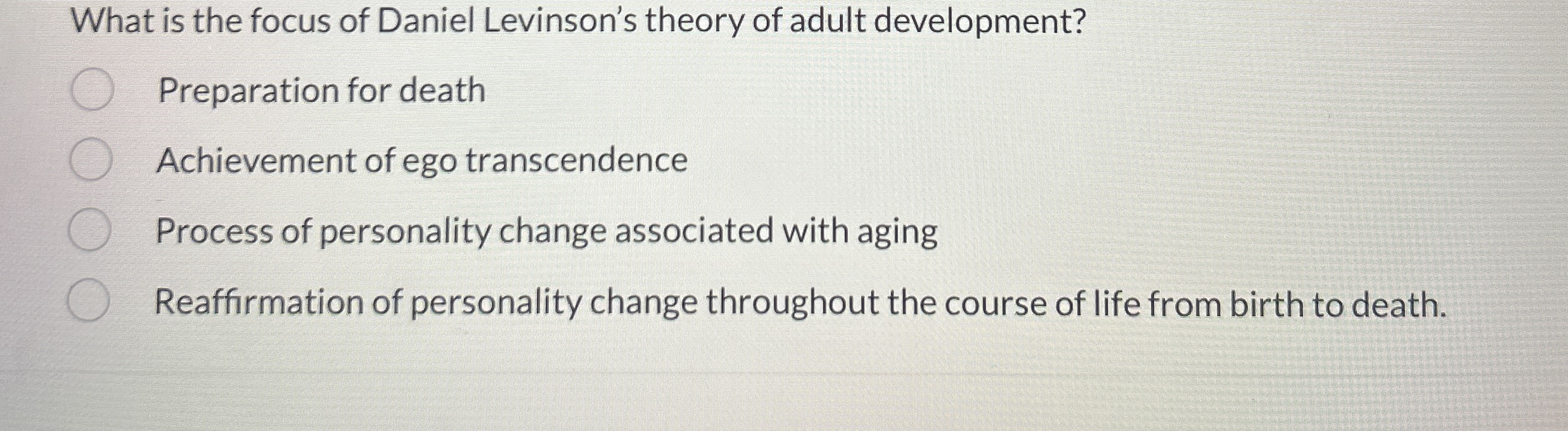 Solved What is the focus of Daniel Levinson's theory of | Chegg.com