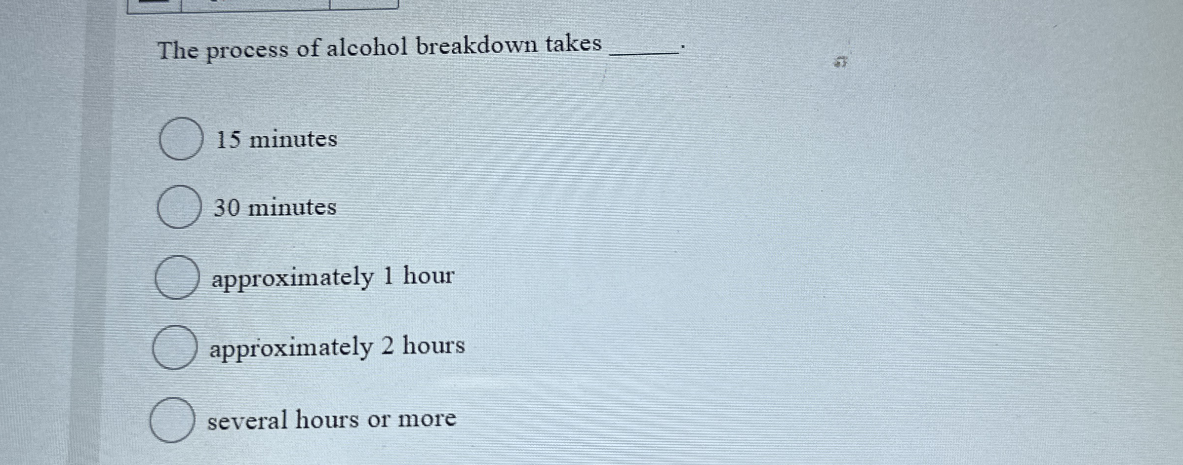 The process of alcohol breakdown takes q,15 | Chegg.com