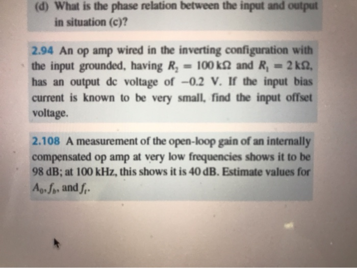 Solved (d) What is the phase relation between the input and | Chegg.com