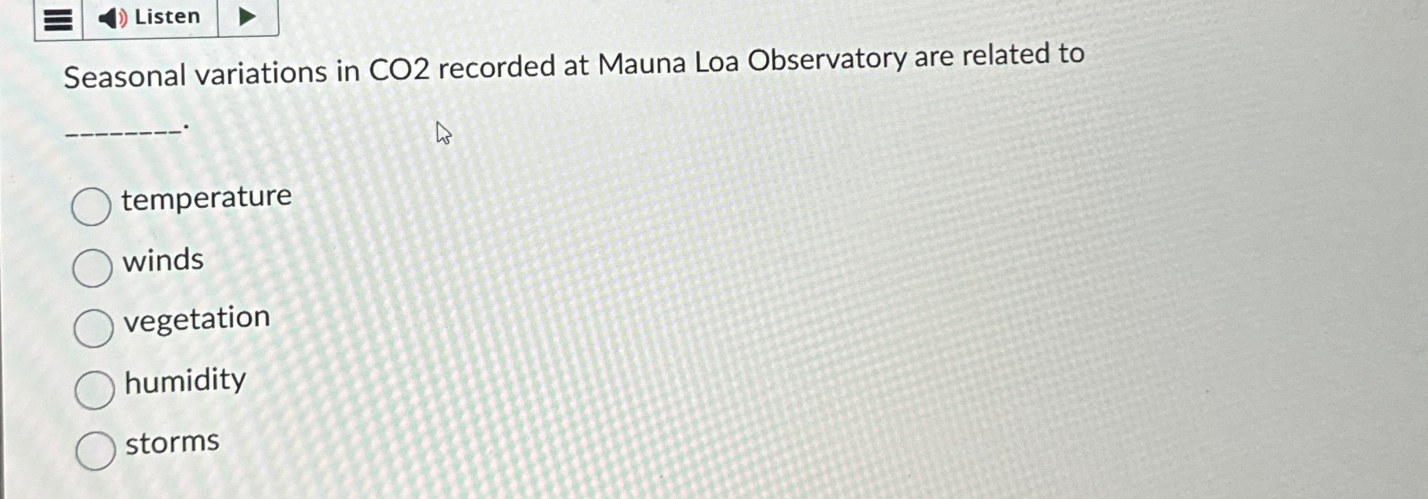 Solved ListenSeasonal variations in CO2 ﻿recorded at Mauna | Chegg.com
