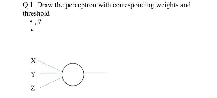Solved Q 1. Draw the perceptron with corresponding weights | Chegg.com