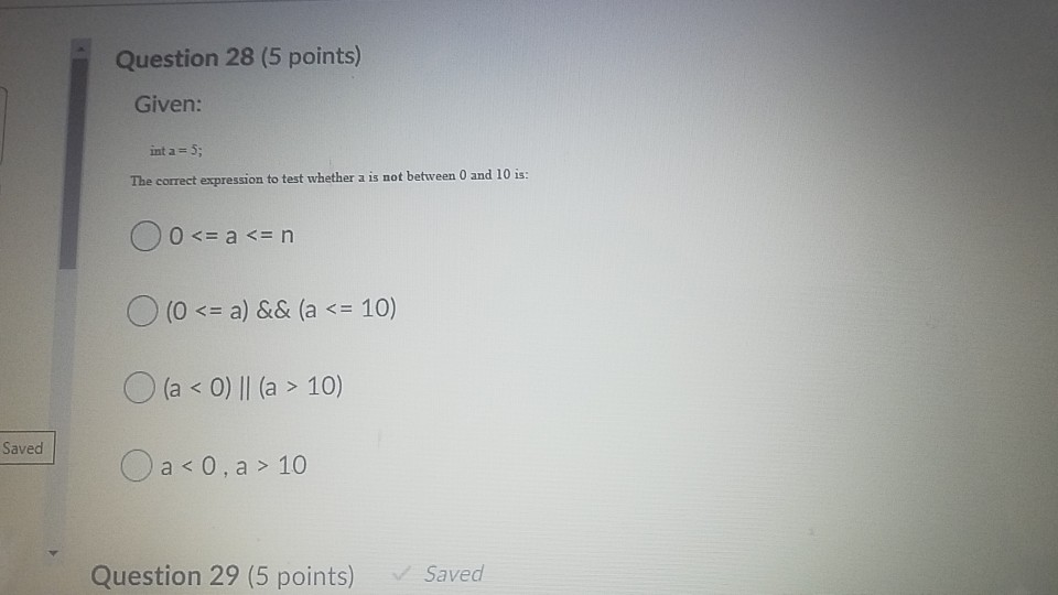 Solved Question 28 (5 points) Given: int a = 5; The correct | Chegg.com