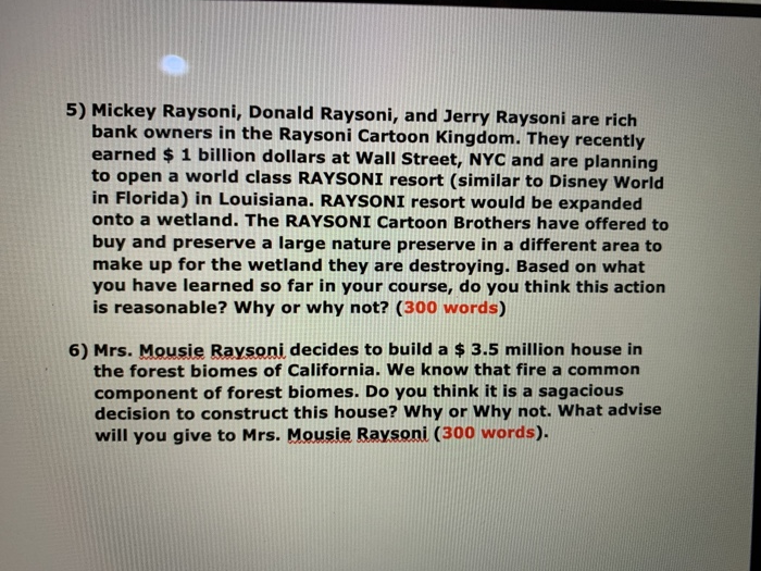 5) Mickey Raysoni, Donald Raysoni, and Jerry Raysoni | Chegg.com