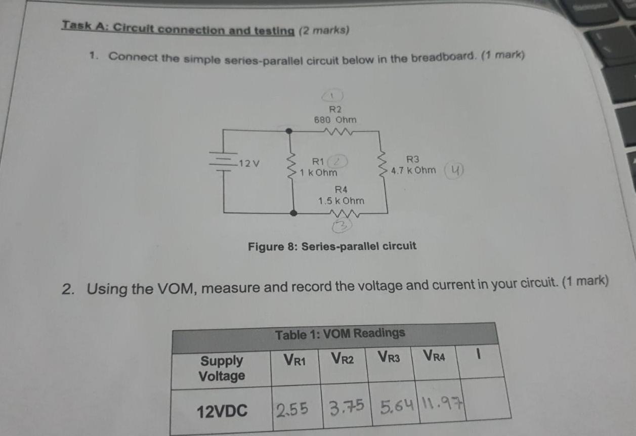 Solved 1. Connect the simple series-parallel circuit below | Chegg.com