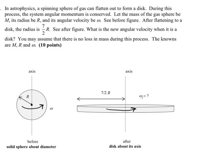 Solved In astrophysics, a spinning sphere of gas can flatten | Chegg.com