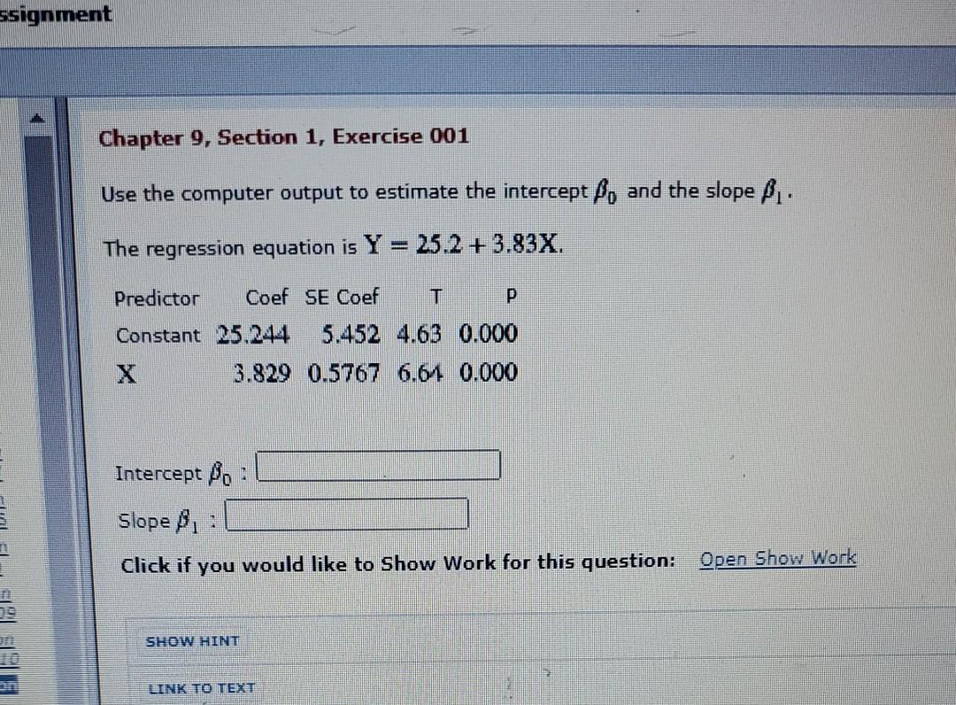 Solved ssignment Chapter 9, Section 1, Exercise 001 Use the | Chegg.com Solved ssignment Chapter 9, Section 1, Exercise 001 Use the | Chegg.com