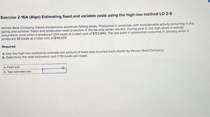 Solved Exercise 2-6A (Algo) Fixed versus variable cost | Chegg.com