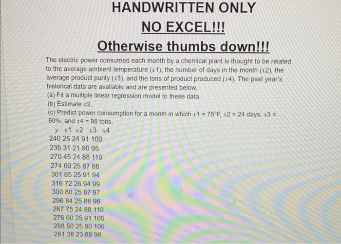 Solved HANDWRITTEN ONLY NO EXCEL!!! IF YOU USE EXCEL OR | Chegg.com