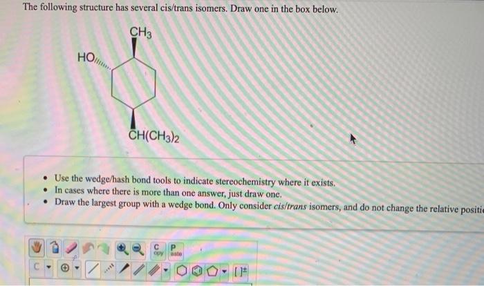Solved The following structure has several cis/trans | Chegg.com