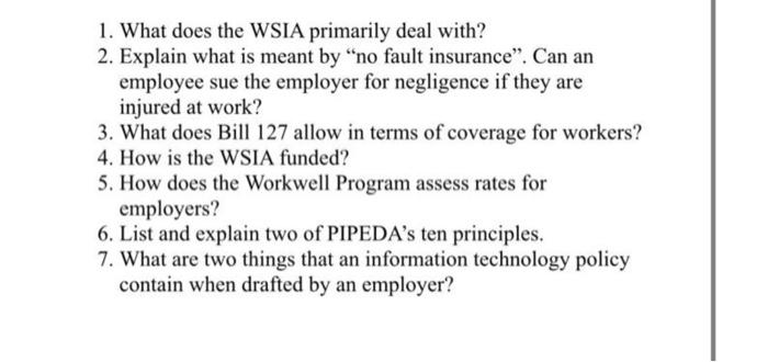 1. What does the WSIA primarily deal with? 2. Explain | Chegg.com