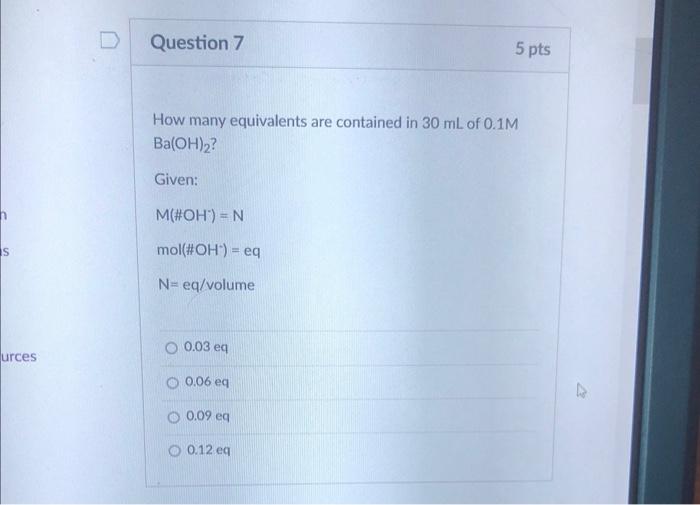 Solved How many equivalents are contained in 30 mL of 0.1M | Chegg.com