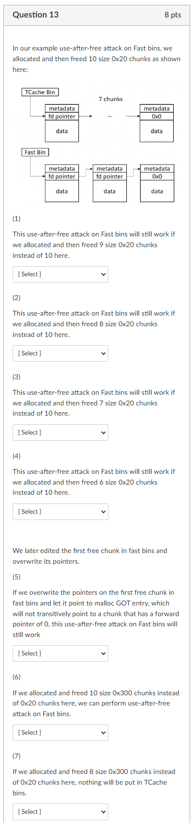 Solved Question 13In our example use-after-free attack on | Chegg.com