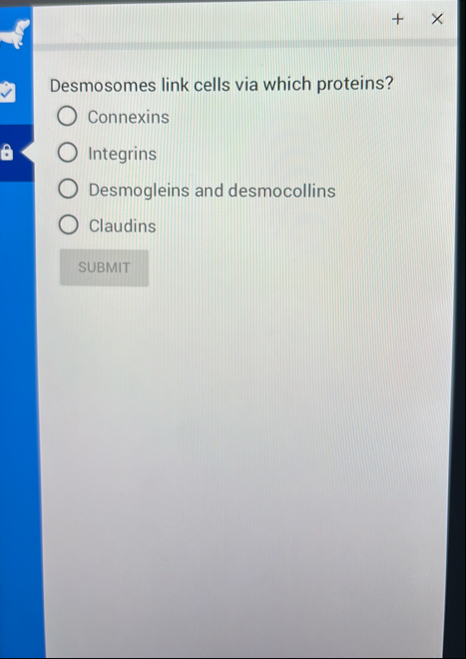 Solved Desmosomes link cells via which | Chegg.com