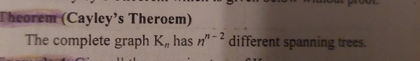 Solved Theorem (Cayley's Theroem)The complete graph Kn ﻿has | Chegg.com