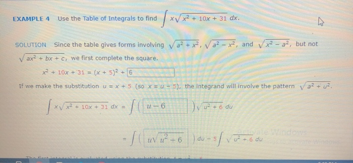 Solved EXAMPLE 4 Use the Table of Integrals to find XV x2 + | Chegg.com