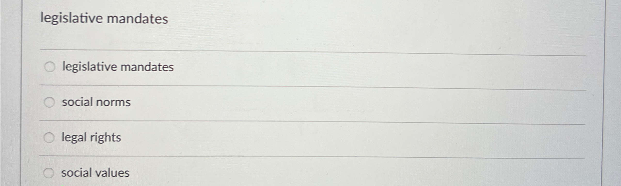 Solved legislative mandatesq,legislative mandatessocial | Chegg.com