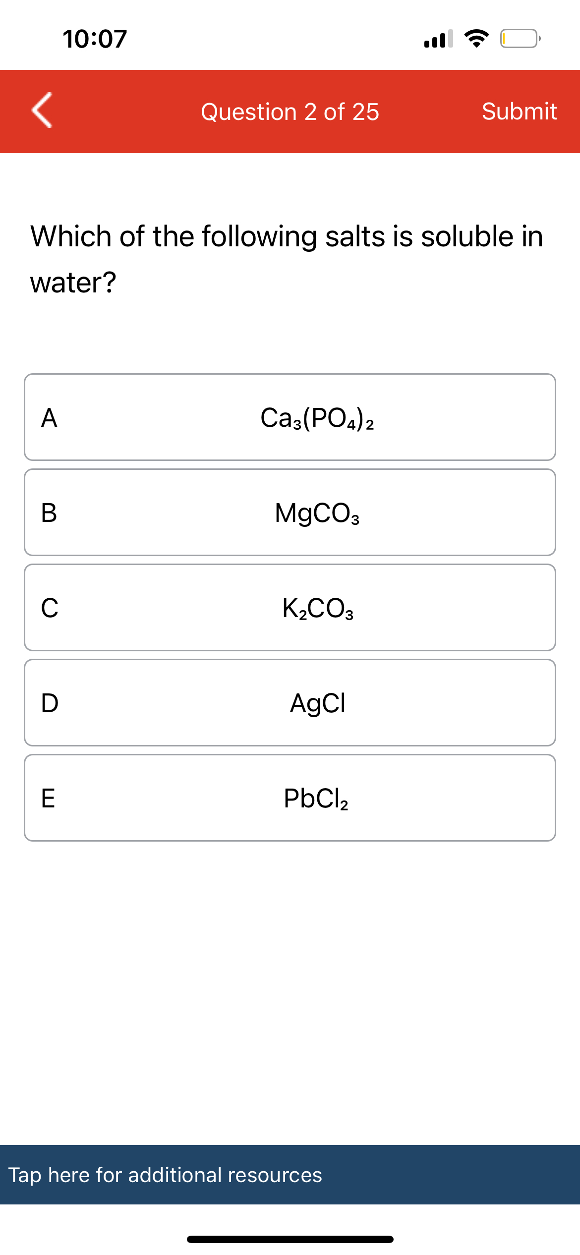 Solved Which of the following salts is soluble | Chegg.com