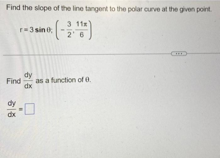 Solved Find the slope of the line tangent to the polar curve | Chegg.com