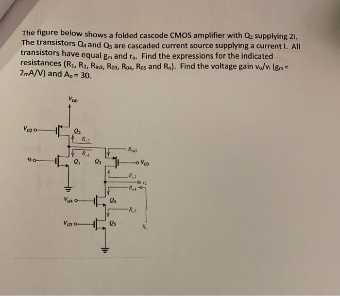 Solved The figure below shows a fold ed cascode CMOS | Chegg.com