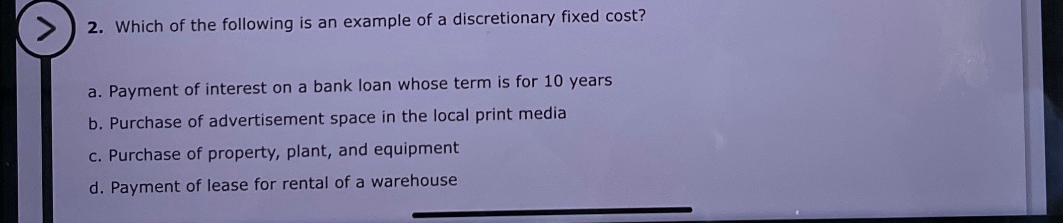 Solved Which of the following is an example of a | Chegg.com