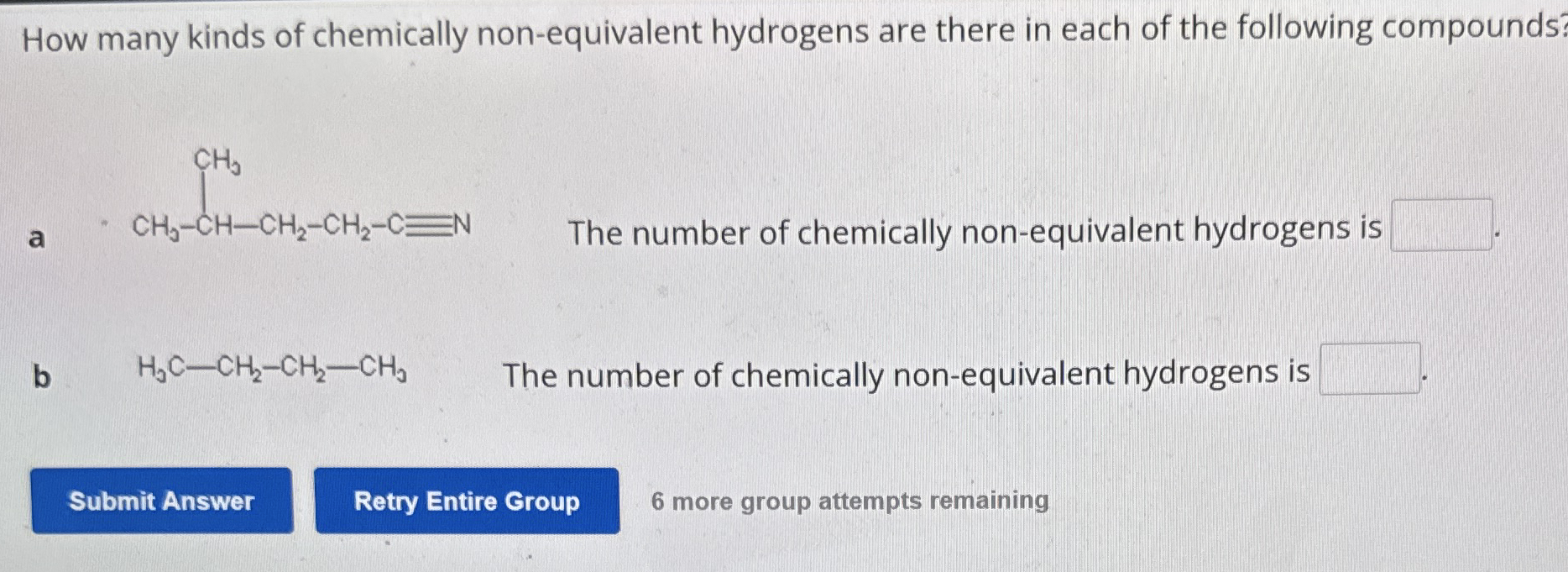 Solved How many kinds of chemically non-equivalent hydrogens | Chegg.com