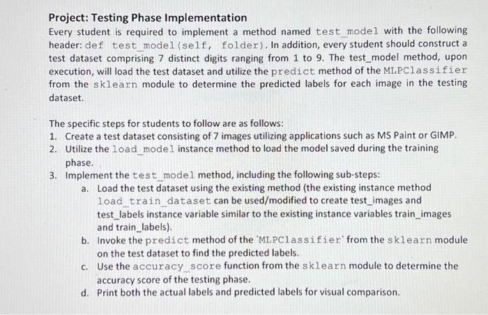 Solved Project: Testing Phase Implementation Every student | Chegg.com