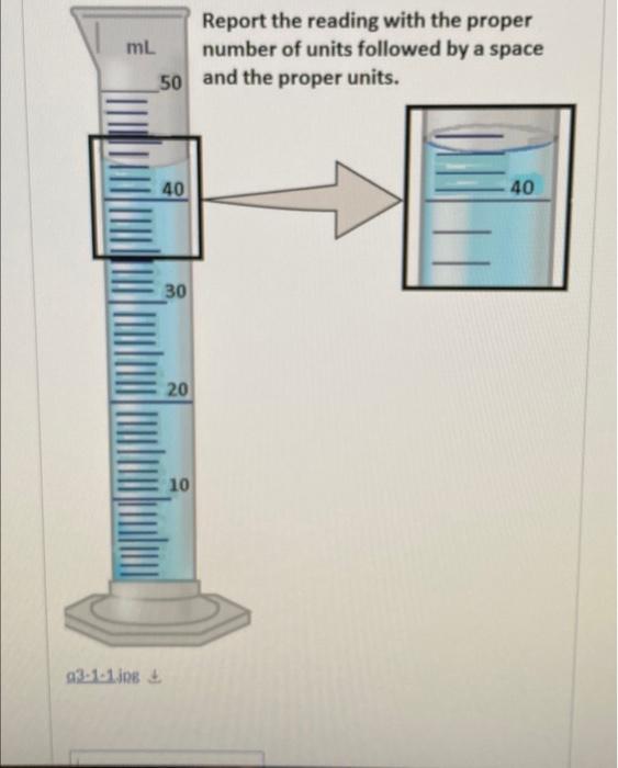 Solved Report the reading with the proper mL number of units | Chegg.com