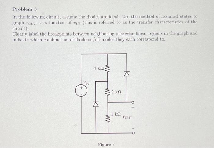 Problem 3 In the following circuit, assume the diodes | Chegg.com